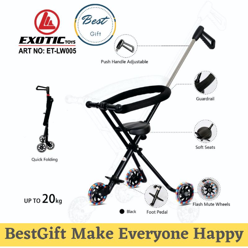 Jual Magic Stroller Exotic LW-005 Pink Biru Hitam (3 RODA) | Shopee Indonesia