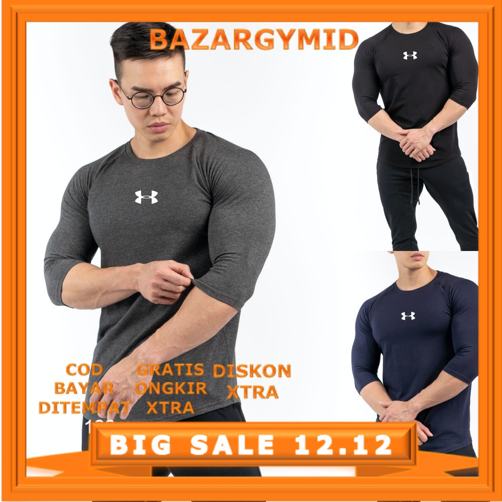 Jual BAJU OLAHRAGA LENGAN 3/4 PAKAIAN GYM PRIA PAKAIAN OLAHRAGA PRIA ...