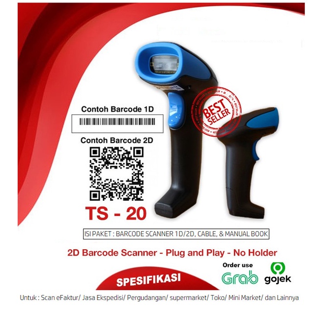 Jual BARCODE SCANNER E FAKTUR / QR CODE - USB [SUPPORT 1D & 2D] AUTOSCAN | Shopee Indonesia