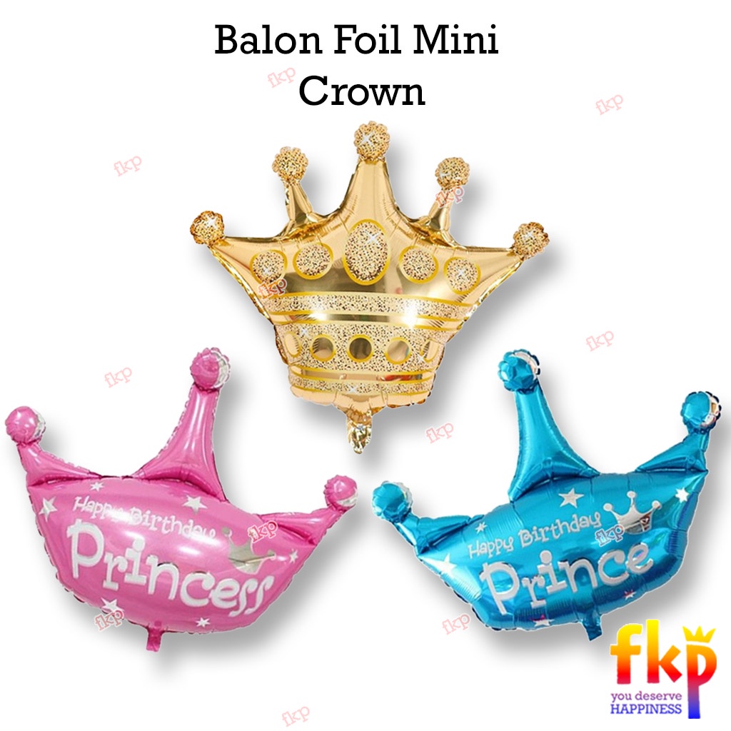 Jual FUN KIDS PARTY Balon Foil Mini Mahkota Kecil Biru Pink Gold ...