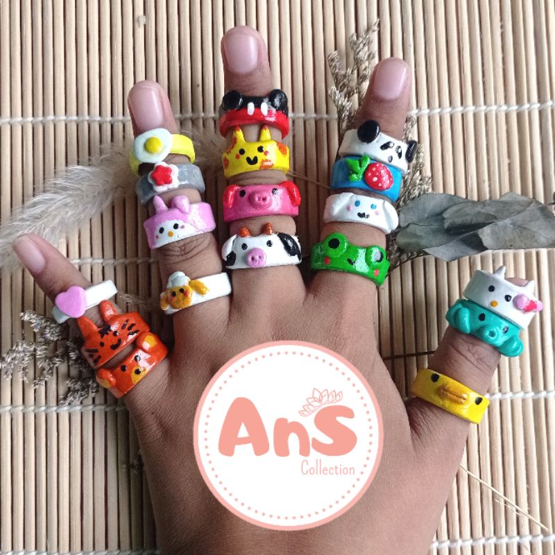 Jual COD Cincin Clay / Clay Rings / Cincin Lucu Karakter Handmade (baca ...
