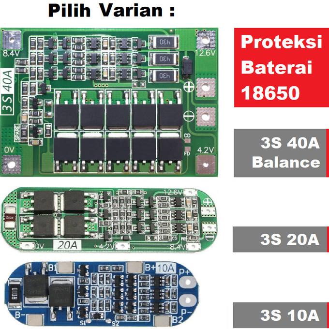 Jual Modul Pelindung Baterai 18650 Battery Protection Module BMS 2S 3S ...