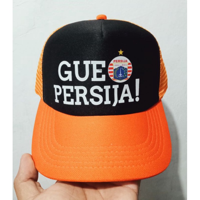 Jual Topi jaring Orange hitam Gue Persija sablon DTF | Shopee Indonesia