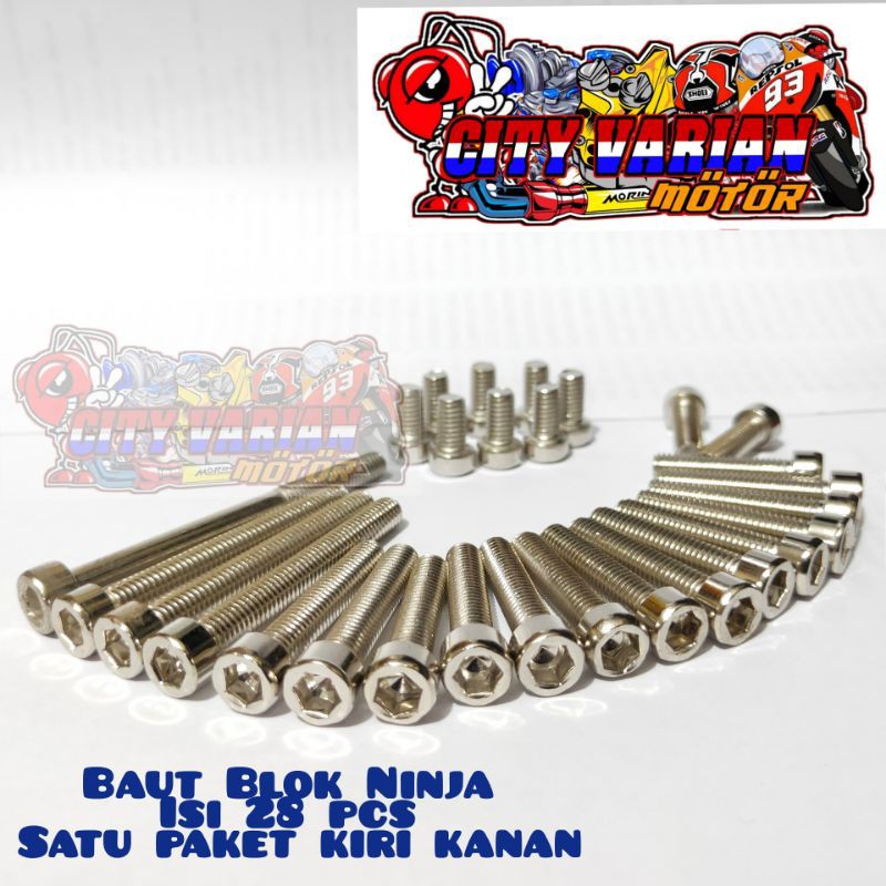 Jual Baut Block Blok Ninja R Ninja RR Baut Probolt Baut blok mesin Ninja set kiri kanan isi 28 ...