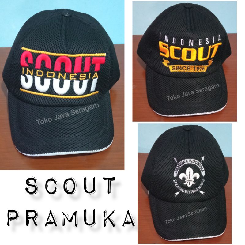 Jual Topi Scout Pramuka Doublemesh Bordir Jaring Hitam Pet Bed Badge ...