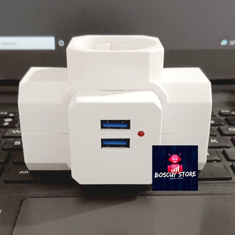 Jual Steker T ARD 2 USB MULTI FUNGSI - COLOKAN LISTRIK 3 cabang colokan ...