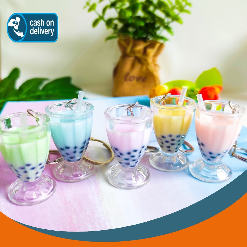 Jual GANTUNGAN KUNCI BUBBLE TEA RESIN PLASTIK MINIATURE MINIATUR MILK ...
