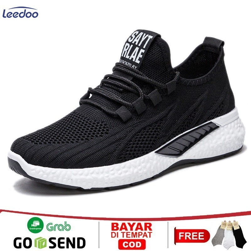 Jual Leedoo Joging Sepatu Pria Sepatu Sneakers Pria Running Gym Sport Shoes Kanvas Hitam MR115 ...