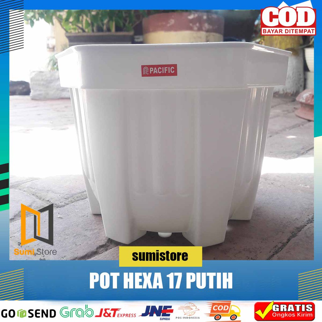 Jual Pot Pacific Segi Enam 17 Hexa Putih/ Pot Hexa 17 | Shopee Indonesia