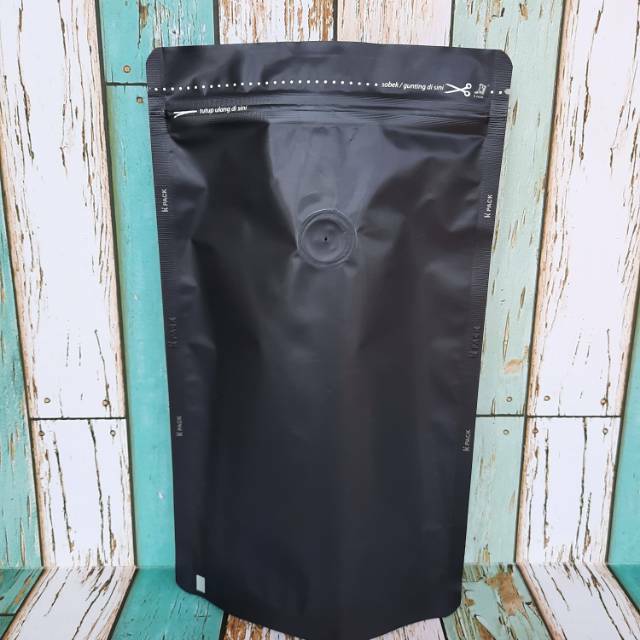 Jual Kemasan Kopi 200gr Pouch Super Hitam+Zipper+Valve (140x230x40mm ...