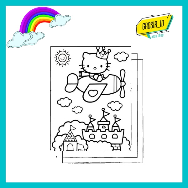 Jual Gambar Sketsa Mewarnai Hello Kitty / Seketsa Lukis / Drawing ...