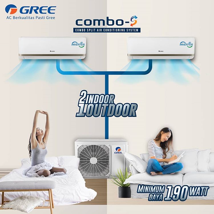 Jual Gree AC Combo Split 3/4 PK + 3/4 PK 2 Koneksi (GWC-0707CS ...