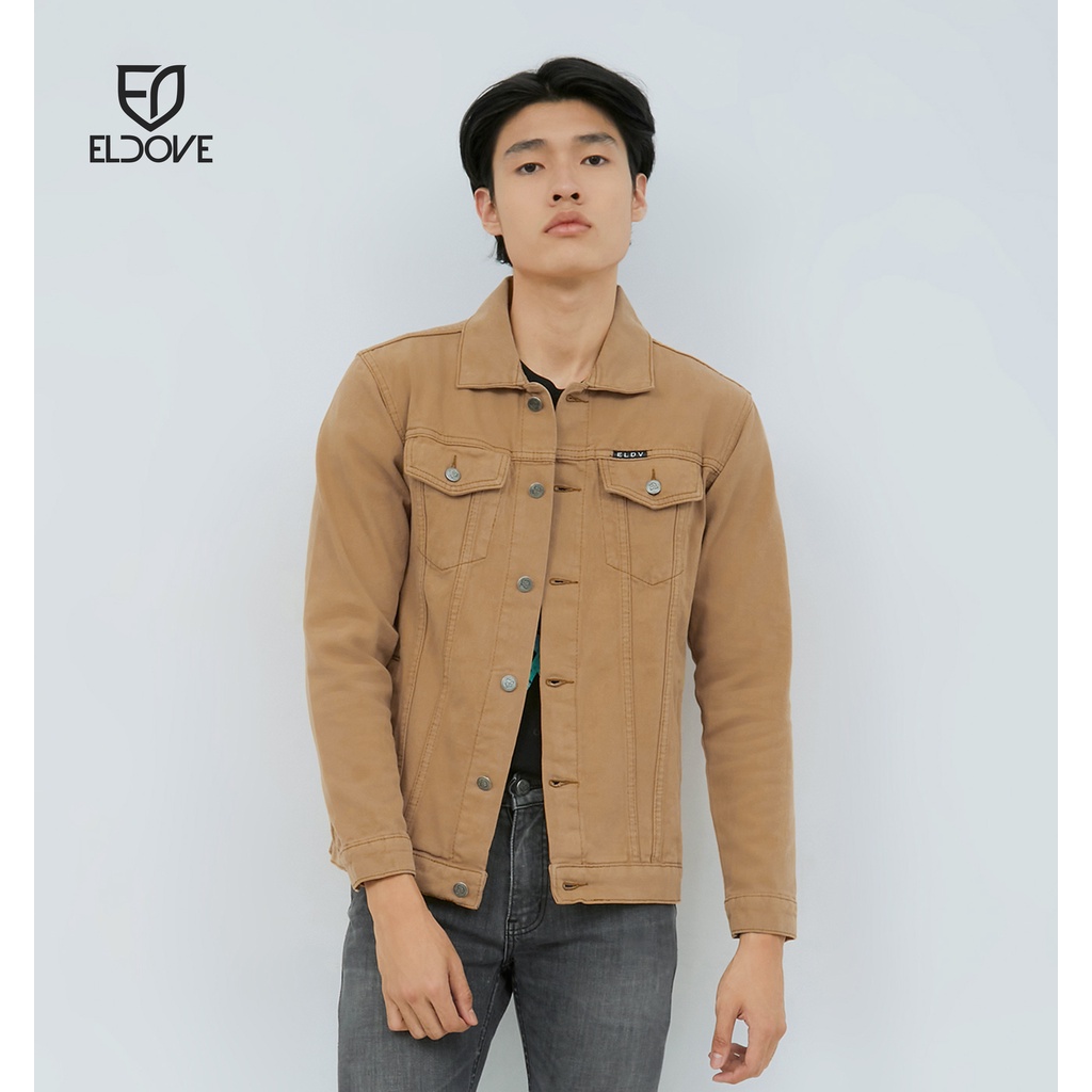 Jual Eldove Denim Jacket Light Brown 5107 | Shopee Indonesia