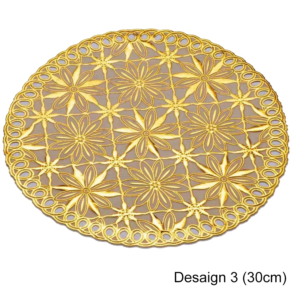 Jual Tatakan Meja Placemat Motif Kotak Bulat Gold Tahan Panas Table Mat ...