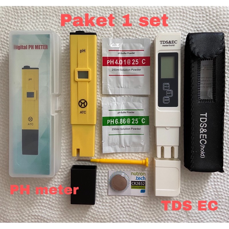 Jual PAKET PH METER DAN TDS EC TERMASUK SERBUK KALIBRASI | Shopee Indonesia