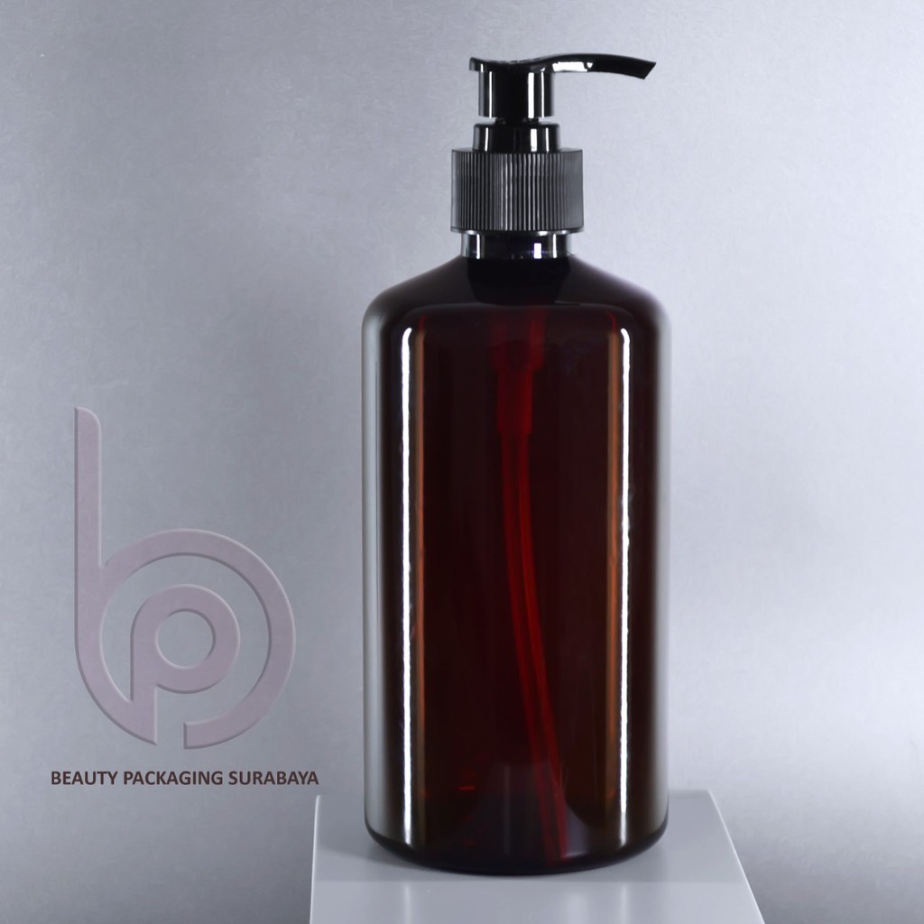Jual Botol Plastik PET 500ml Coklat Amber Tebal JYT Tutup Pump Lotion Hitam | Shopee Indonesia