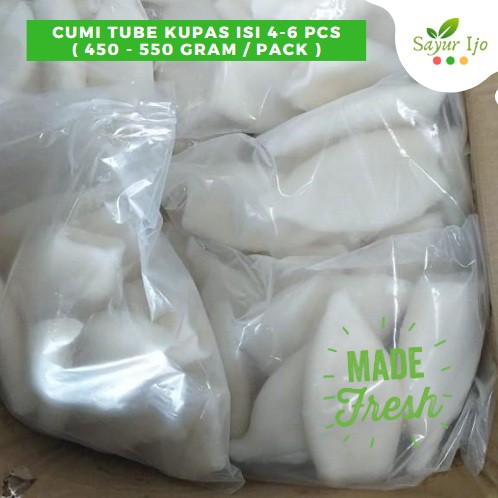 Jual Cumi Tube Kupas Bersih 450 - 550 Gram / Pack Fresh Frozen Squid ...