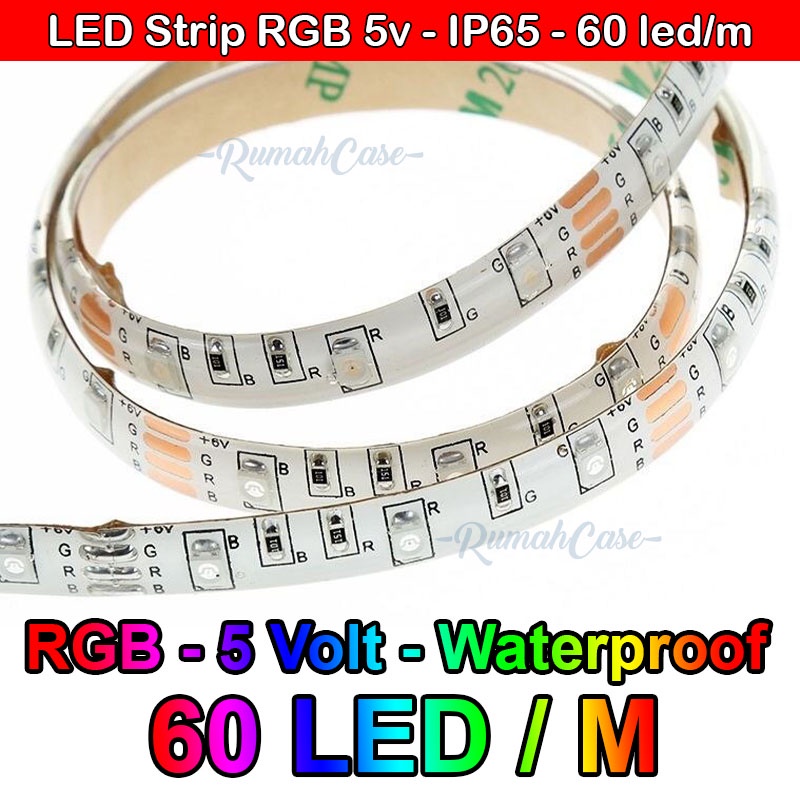Jual ECER per 5 / 50 cm LED Strip RGB 5050 5v 60 led/m IP65 IP44 ...