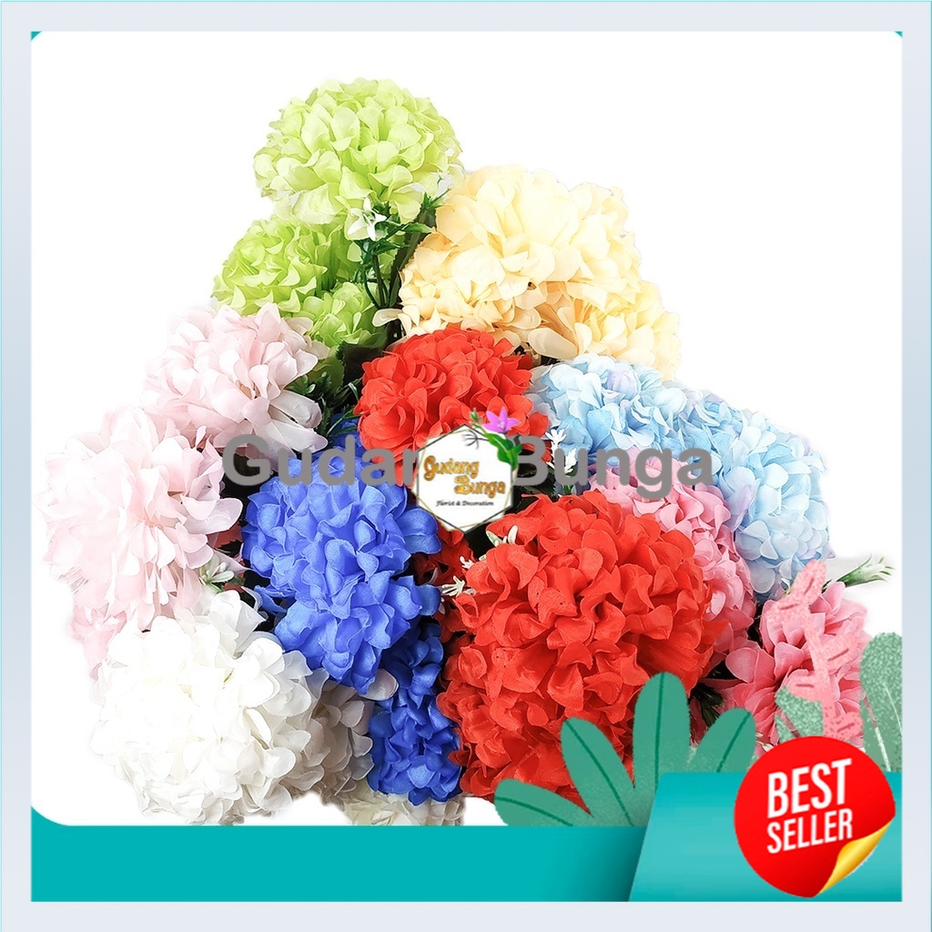 Jual COD BUNGA POM-POM SERUNI ARTIFCIAL CABANG 5 - DIAMETER 10CM ...