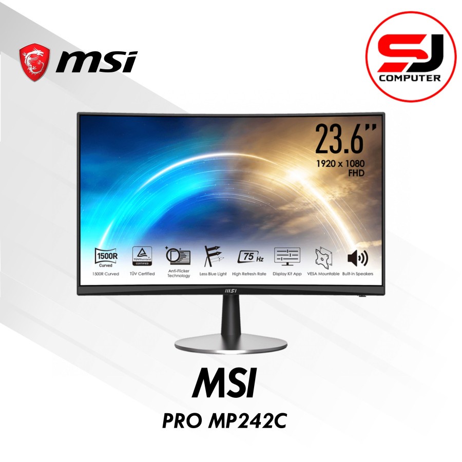 Jual MSI PRO MP242C 24" Inch Curved FHD 75Hz 1ms HDMI VGA Speaker ...