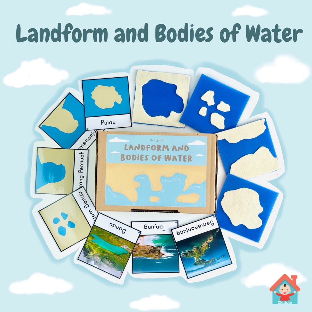 Jual Landform and Bodies of Water DIY Land Water Form Card Montessori ...