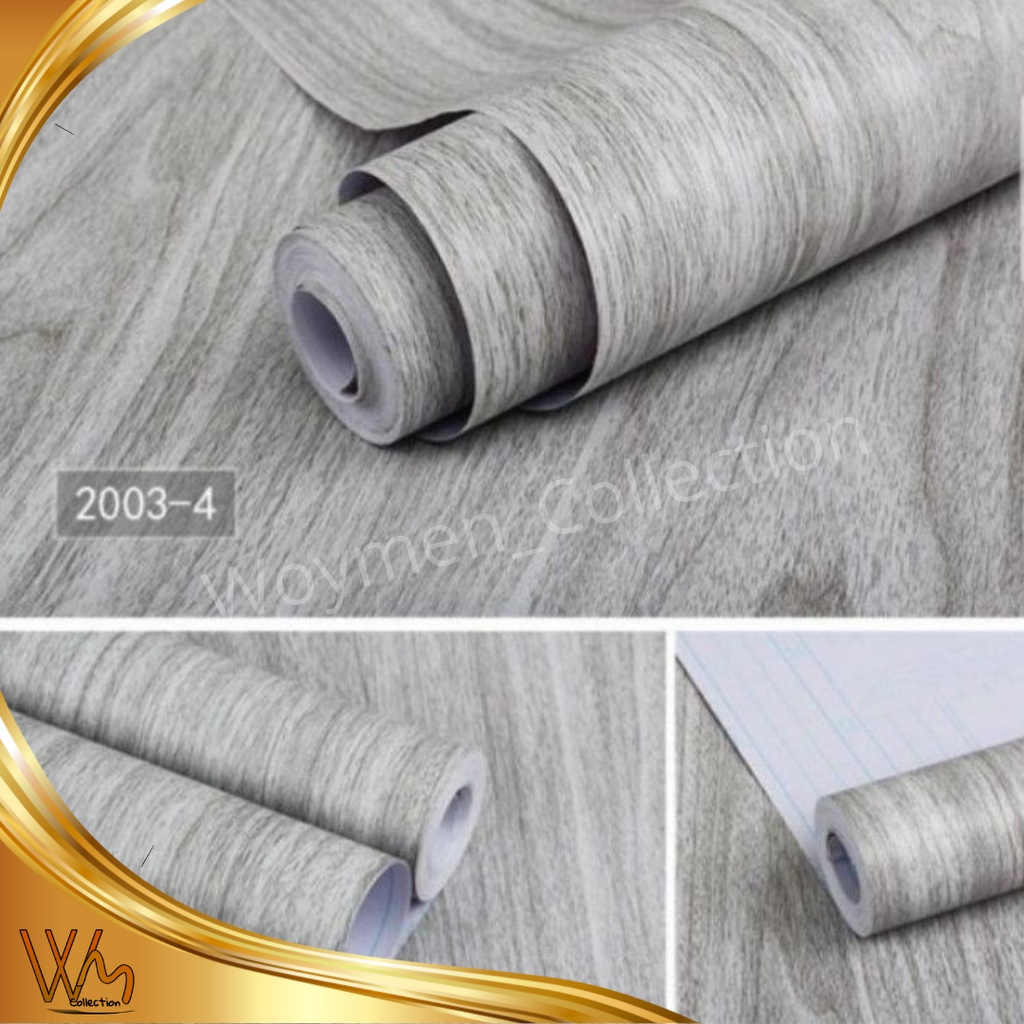 Jual Woymen Wallpaper Dinding Motif Serat Kayu Jati Abu 45cm x 100cm ...