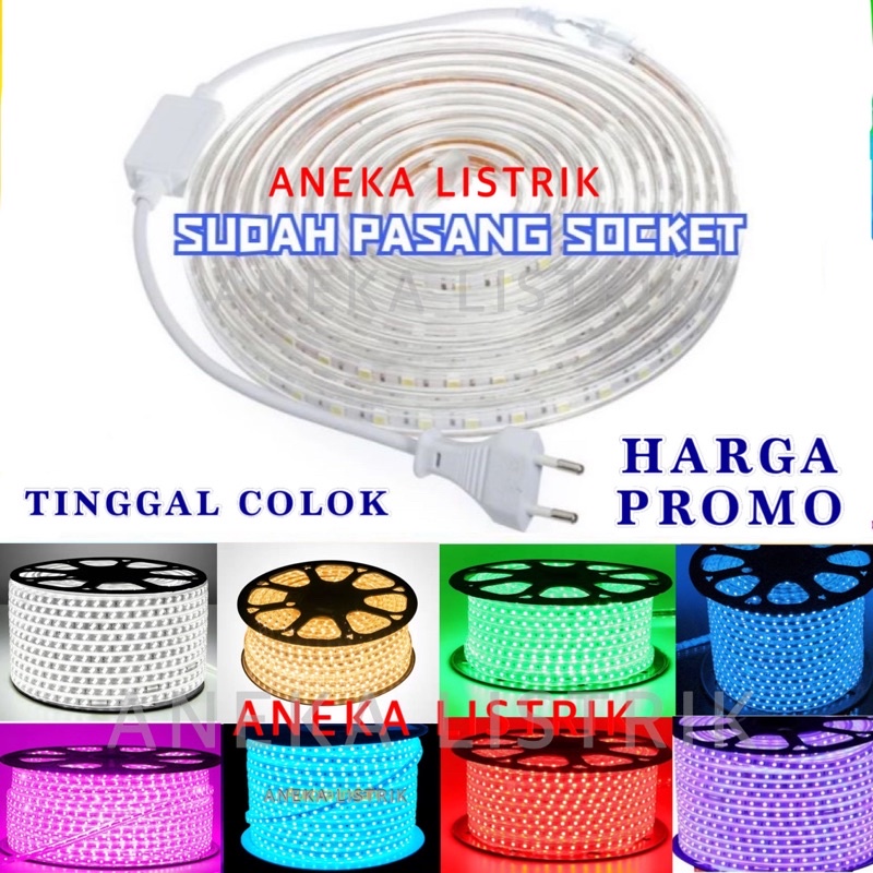Jual PAKET LAMPU LED STRIP SELANG 220V LENGKAP TINGGAL COLOK 5050 LAMPU ...