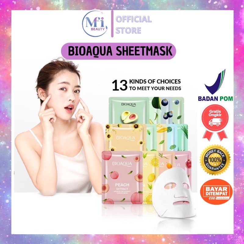 Jual BIOAQUA SHEET MASK FACE ESSENCE MASK MASKER WAJAH SHEET MASK BPOM | Shopee Indonesia