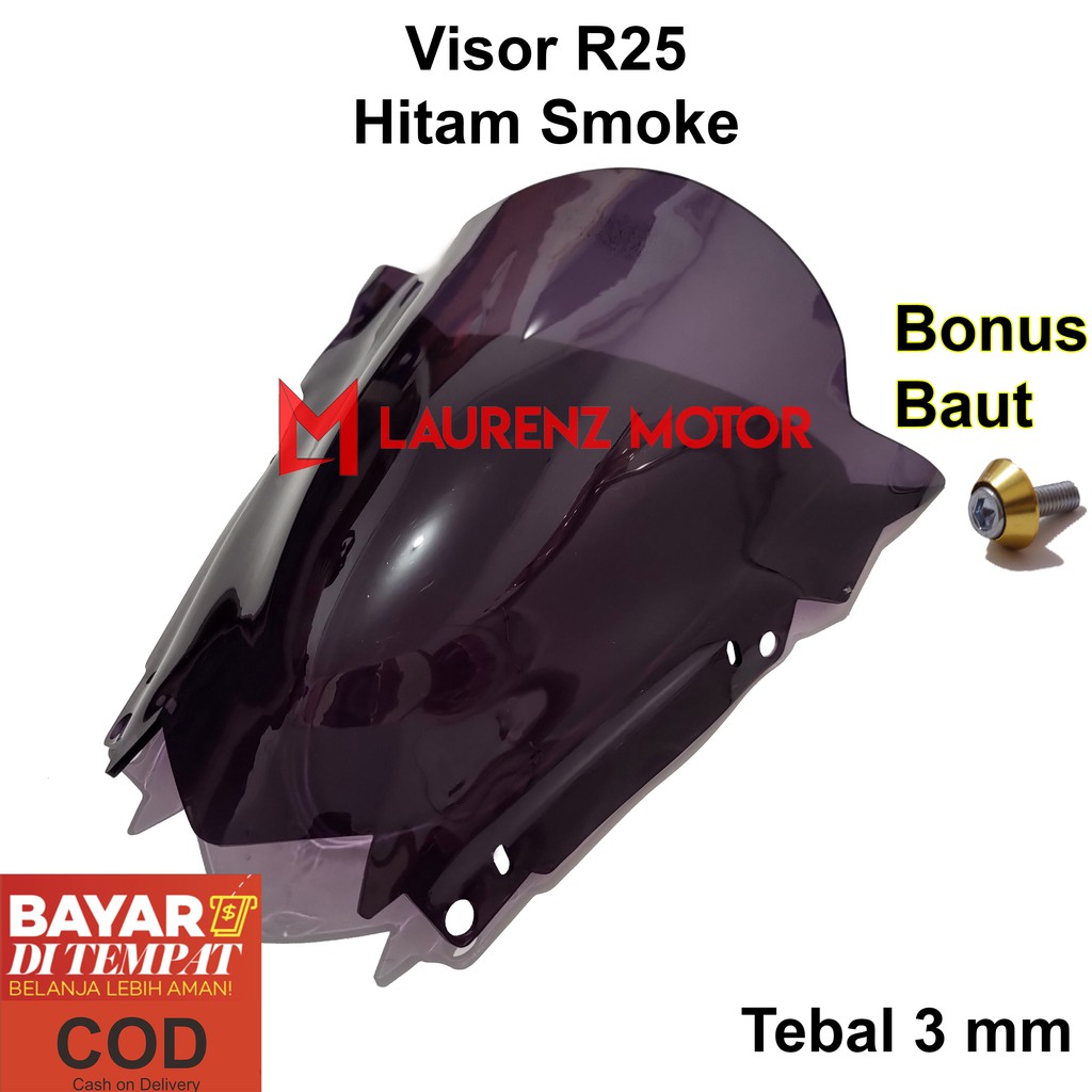 Jual Kaca Visor Windshield Yamaha R25 R 25 Jenong Hitam dan Bening ...