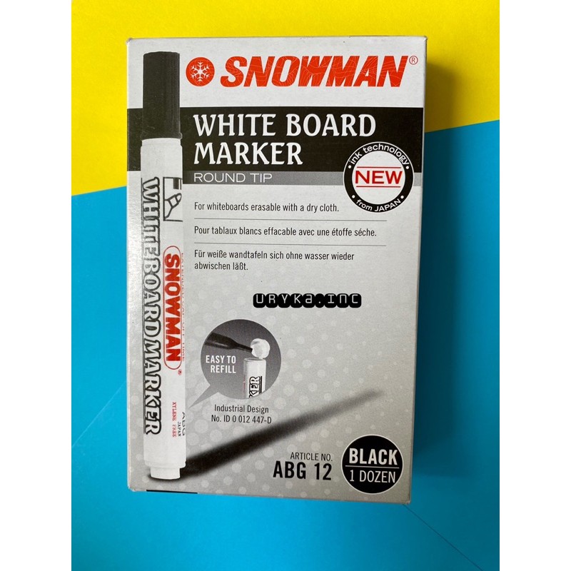Jual SNOWMAN Spidol Whiteboard ABG 12 (NON-Permanent / Spidol Papan ...