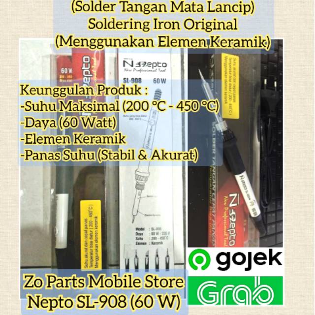 Jual Solder Tangan Mata Lancip (Soldering Iron Elemen Keramik) (60 Watt ...