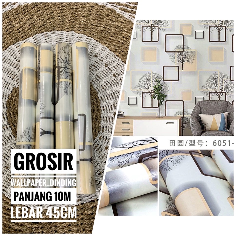 Jual GROSIR WALLPAPER STICKER DINDING MOTIF KOTAK POHON AKAR PANJANG 8 ...