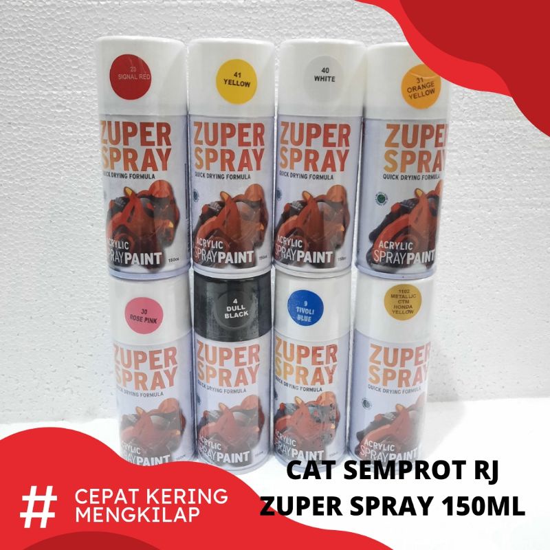 Jual CAT SEMPROT RJ ZUPER SPRAY 150ML MERAH SILVER EMAS HITAM HIJAU BIRU KUNING PUTIH PYLOK ...