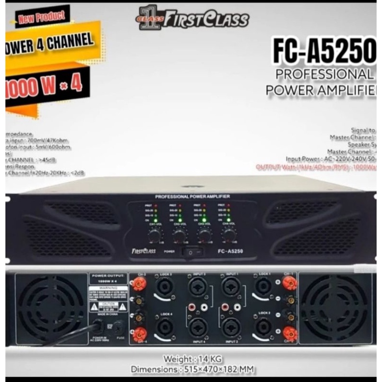 Jual POWER AMPLIFIER FIRSTCLASS A5250/A 5250 4Ch FIRST CLASS | Shopee ...