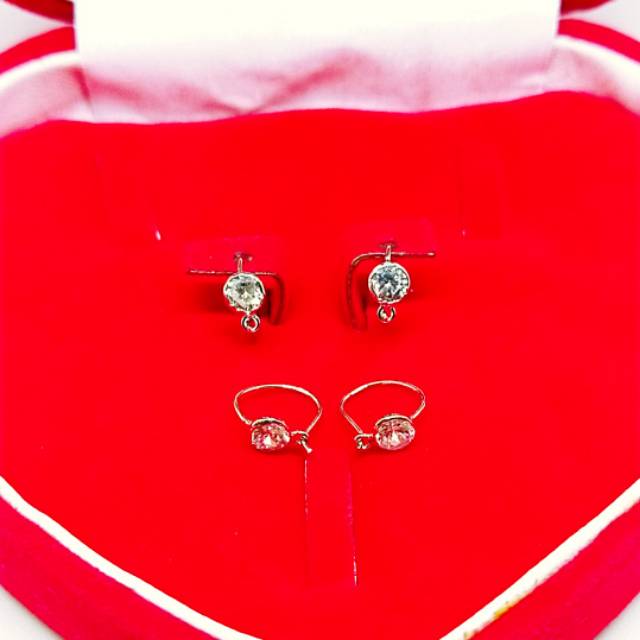 Jual Anting kenip bayi dan anak mata putih/anting perak asli 925/silver lapisan emas putih murni ...