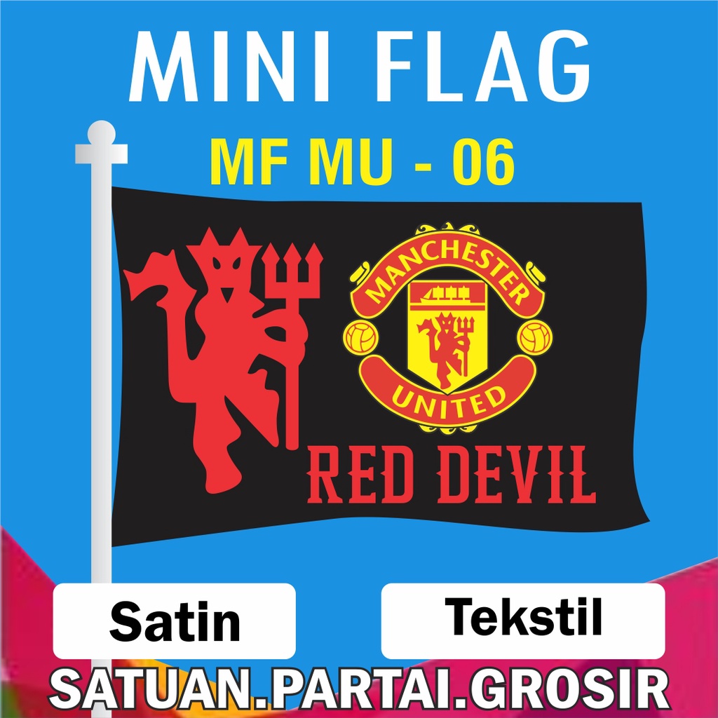 Jual MINI FLAG MANCHESTER UNITED / BENDERA MANCHESTER UNITED RED DEVIL ...