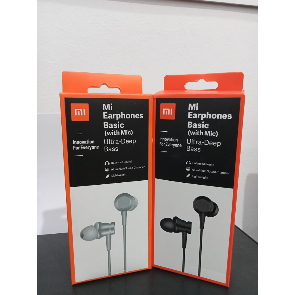 Jual MI Earphone Basic (with mic) Ultra Deep Bass, Mi In-Ear Black High ...