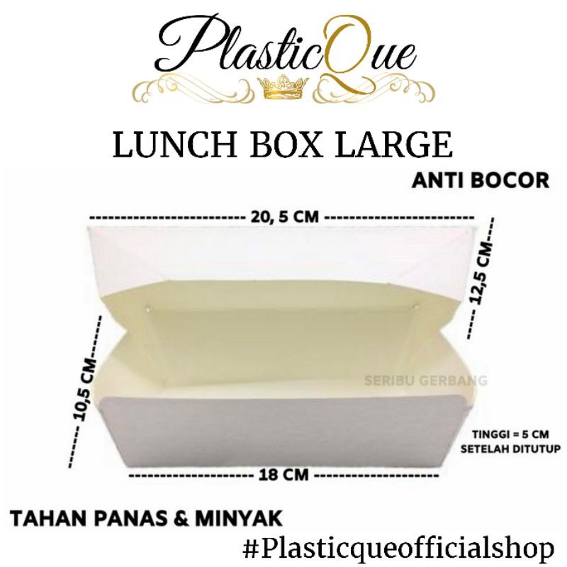 Jual PAPER LUNCH BOX SIZE L LARGE FOOD GRADE KERTAS WADAH MAKANAN TUTUP ...