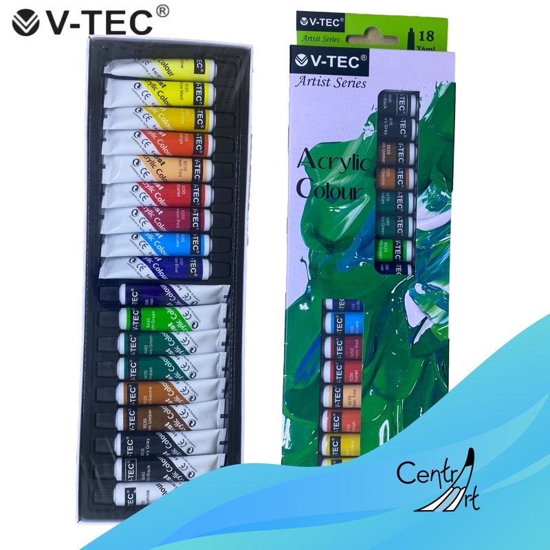 Jual VTEC acrylic paint cat acrylic 18 warna x 6ml | Shopee Indonesia