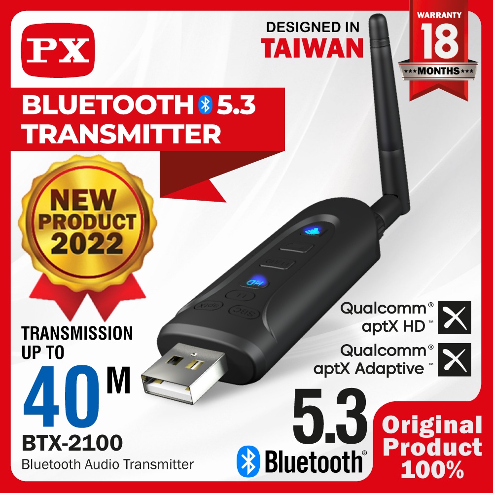 Jual PX BTX-2100 aptX Bluetooth USB audio transmitter 5.3 adaptive HD ...