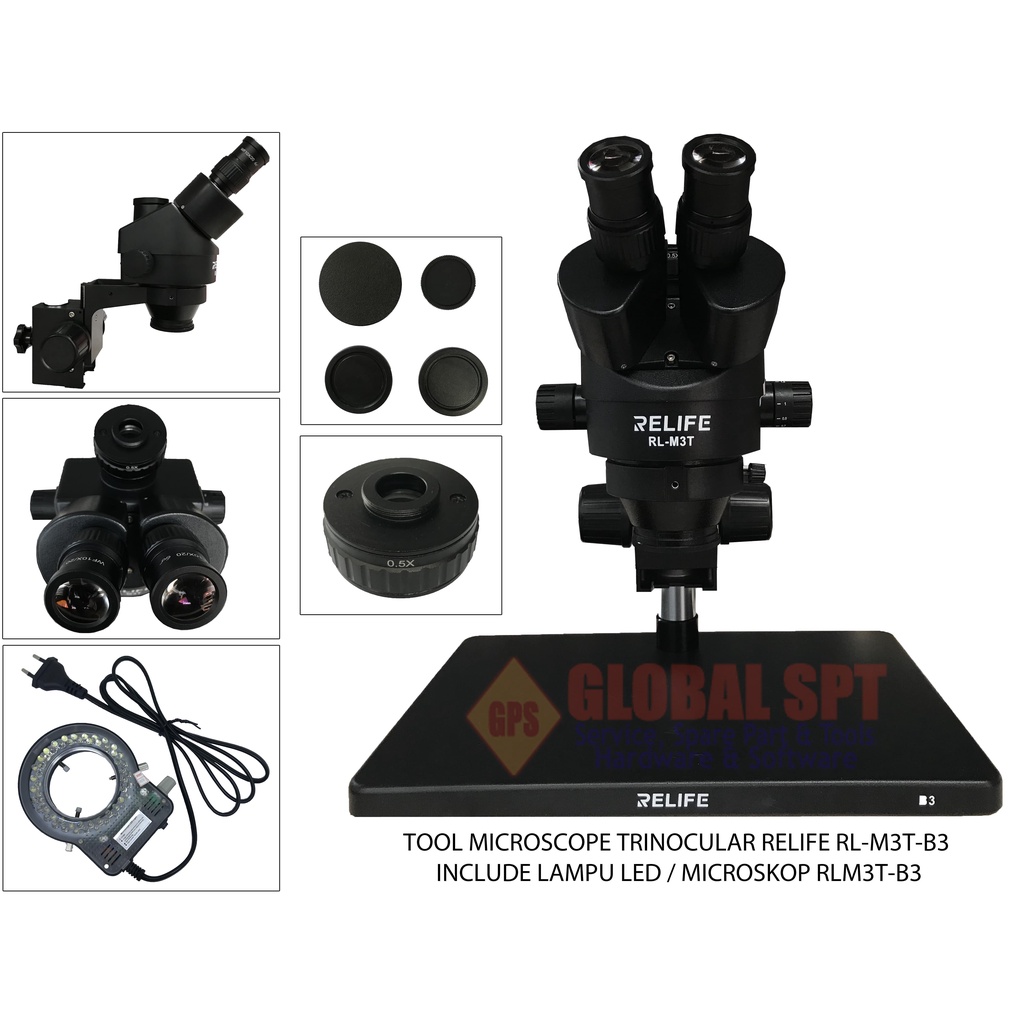 Jual TOOL MICROSCOPE TRINOCULAR RELIFE RL-M3T-B3 INCLUDE LAMPU LED ...