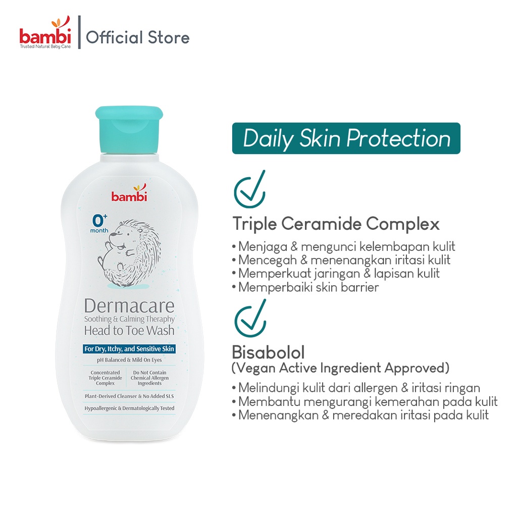 Jual BAMBI BABY DERMACARE DAILY SOOTHING & CALMING HEAD TO TOE WASH ...