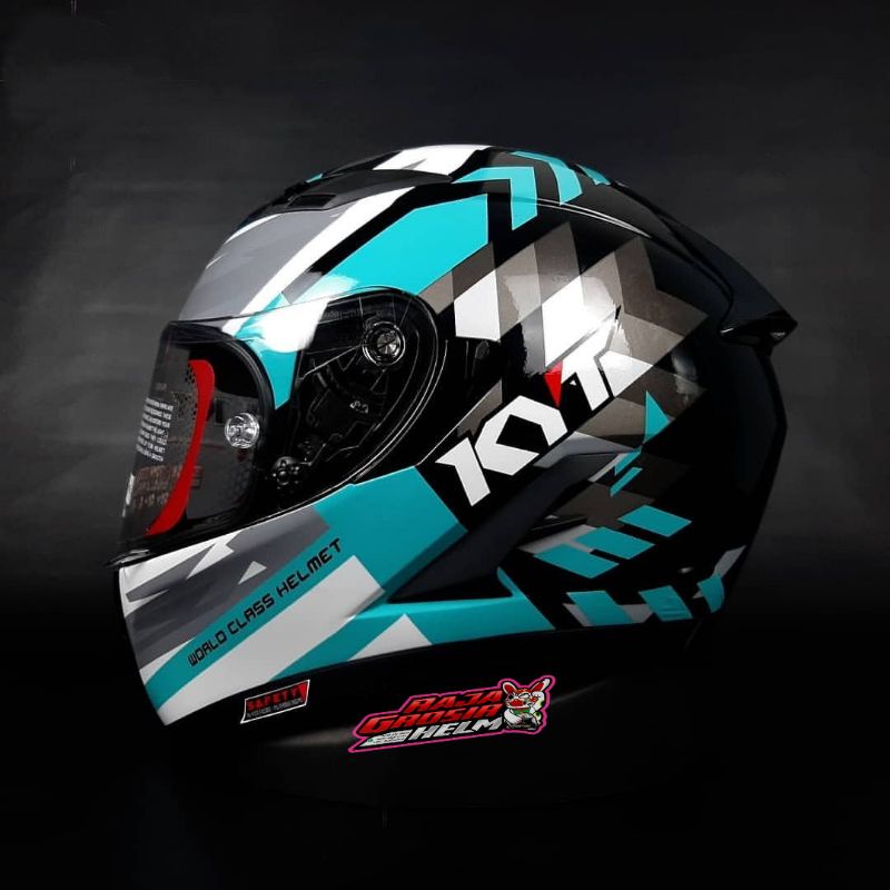 Jual HELM KYT FALCON FR FLOW AQUA BLUE FLAT VISOR CLEAR HELM KYT FALCON ...