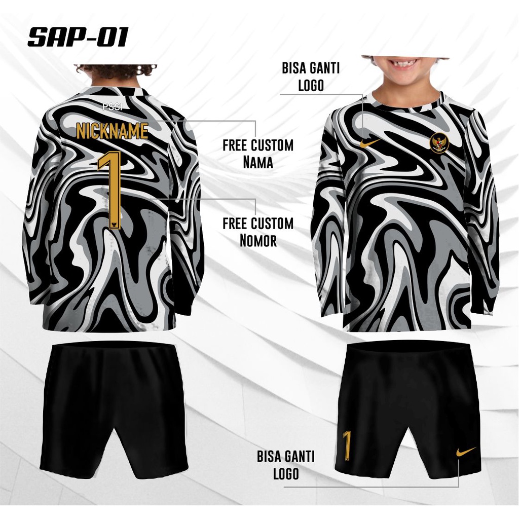 Jual jersey sepak bola anak setelan indonesia lengan panjang kaos bola ...