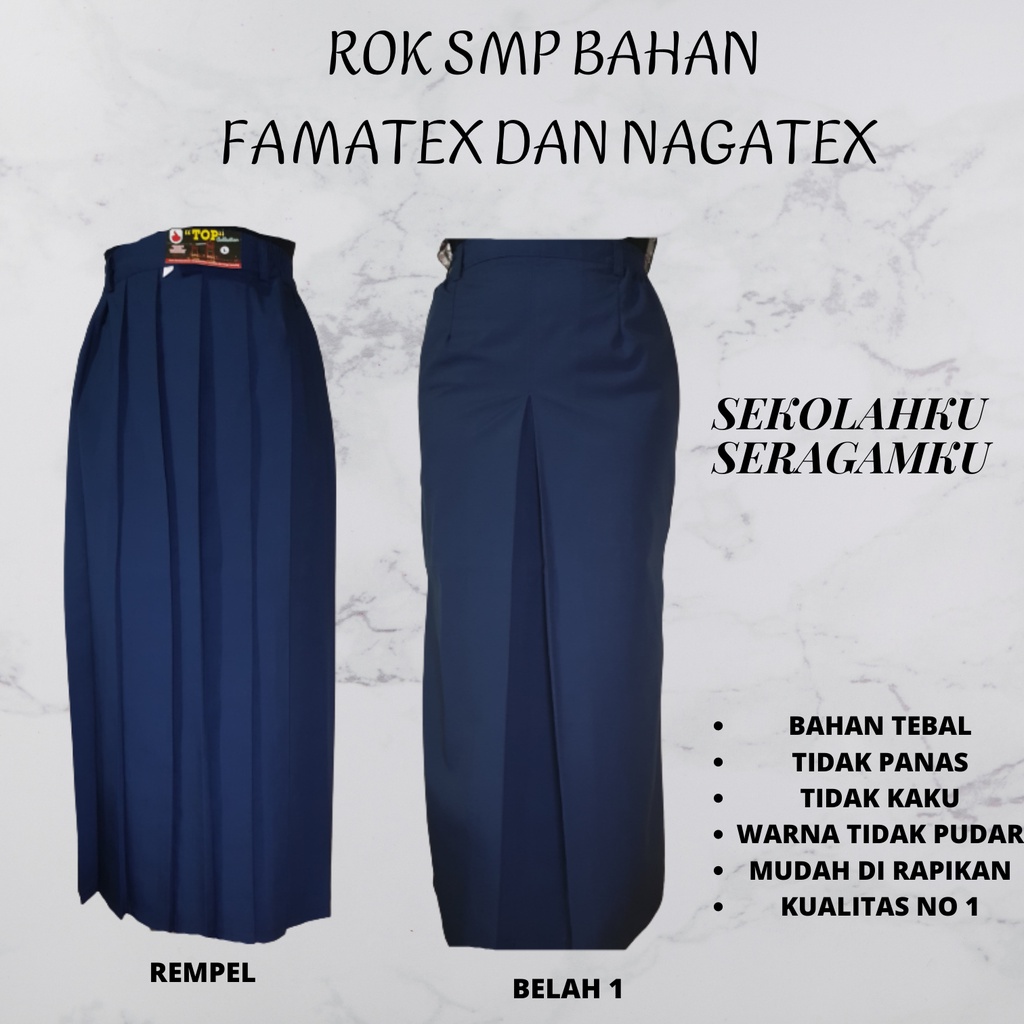 Jual ROK SMP(REMPEL DAN BELAH 1) BAHAN FAMATEX DAN NAGATEX | Shopee ...