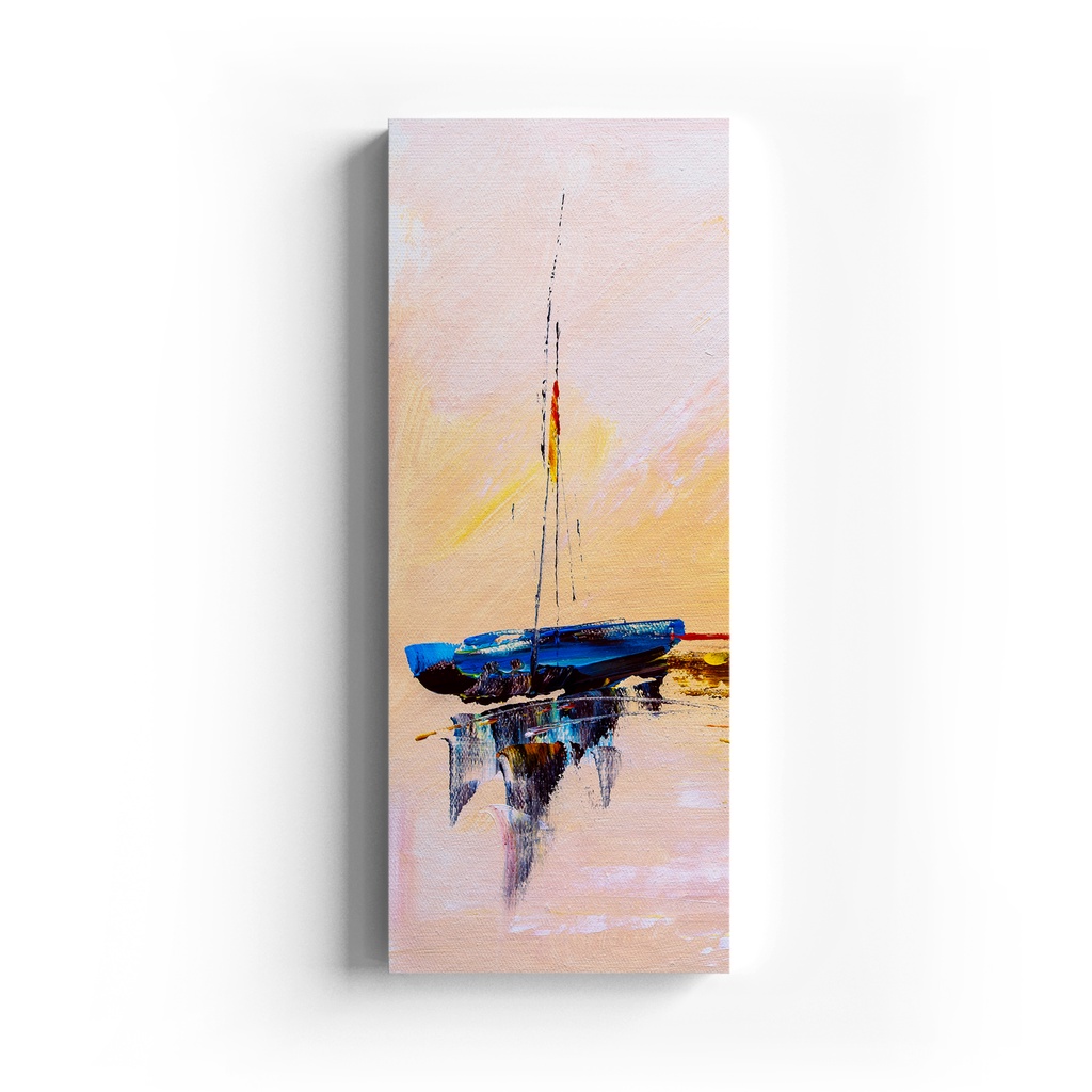 Jual Lukisan Panel Kapal Perahu di Laut Suasana Sunset di Pantai Bahan ...