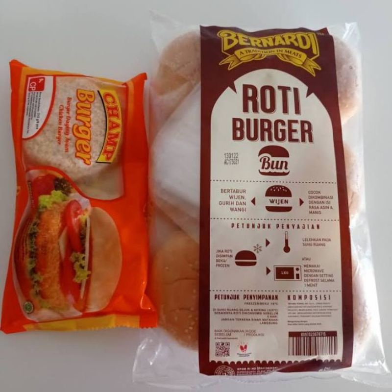 Jual Paket Roti Burger Bernadi Wijen Champ Ayam | Shopee Indonesia