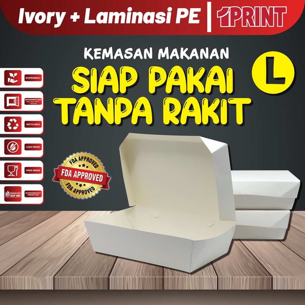 Jual Paper Lunch Box Size L FoodGrade Siap Pakai Tanpa Rakit | Kemasan ...