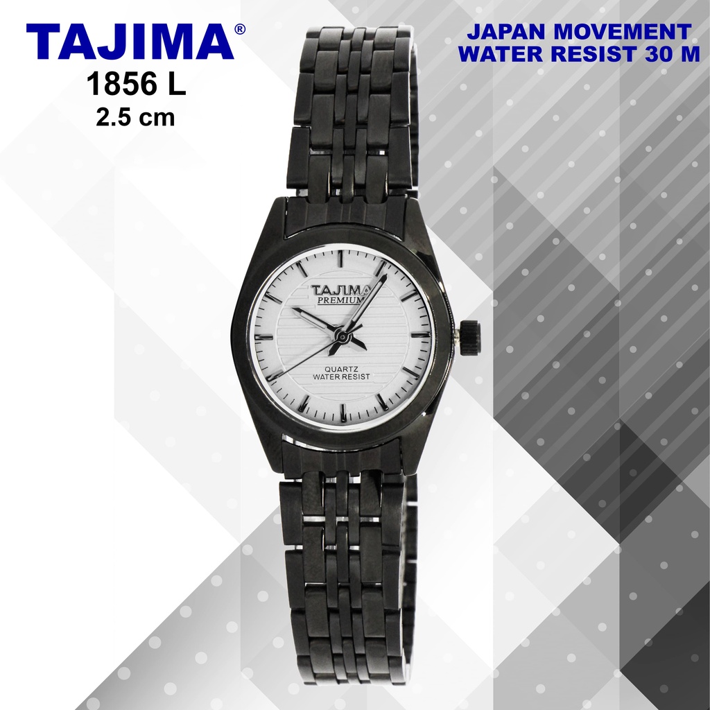 Jual TAJIMA Jam Tangan Premium Wanita 1856 L Hitam & Silver Stainless ...