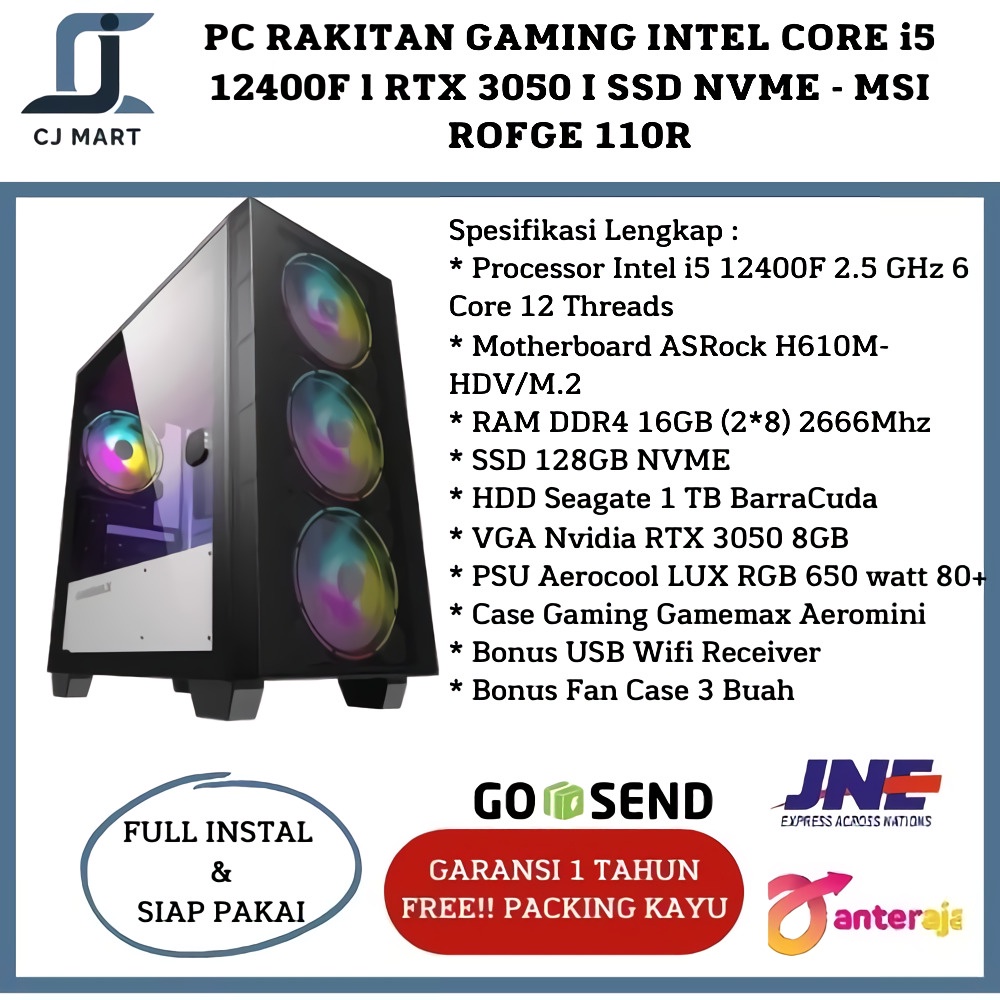 Jual PC RAKITAN GAMING INTEL CORE i5 12400F l RTX 3050 I SSD NVME -Aeromini | Shopee Indonesia